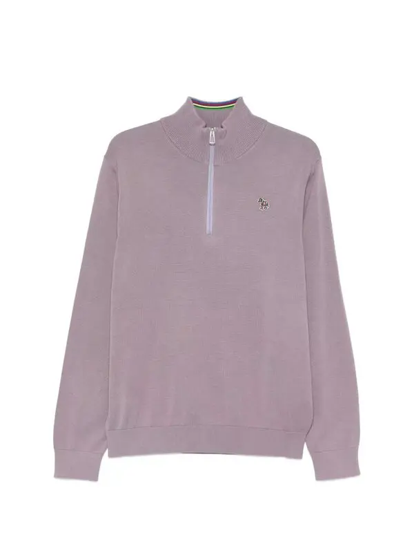 Paul Smith Half-zip Zebra Logo Sweater - Purple