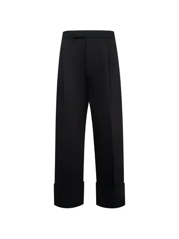 Thom Browne Double Pleat Trousers With Cuffed Hem