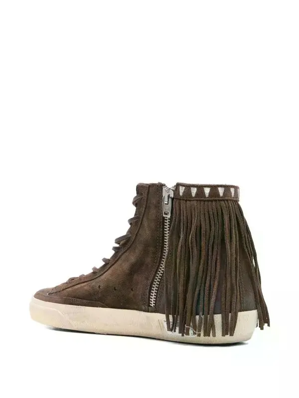 GOLDEN GOOSE Francy Star High Top Sneakers With Fringe Detailing