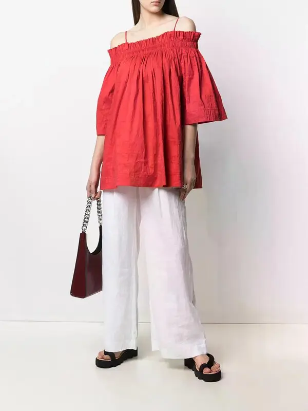 UMA WANG Off-shoulder Linen Blend Blouse