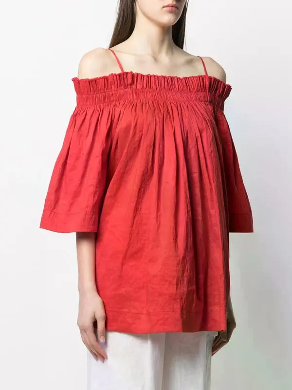 UMA WANG Off-shoulder Linen Blend Blouse
