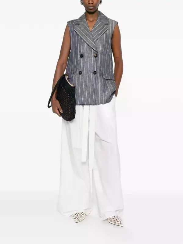 Max Mara Striped Button Vest - Blue