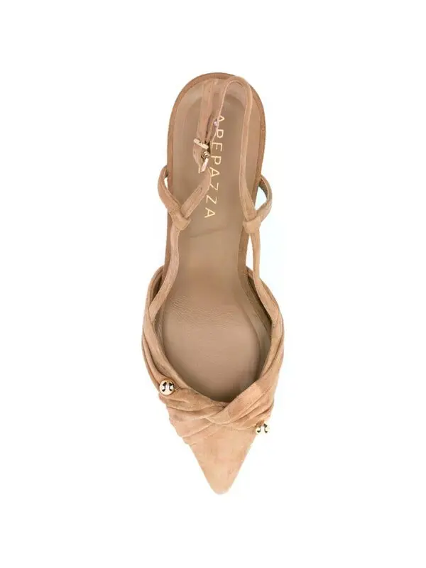 APEPAZZA Suede Knot Detail Slingback Pumps - Neutrals