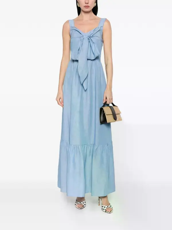 Liu Jo Bow-detail Ruffled Maxi Dress - Blue