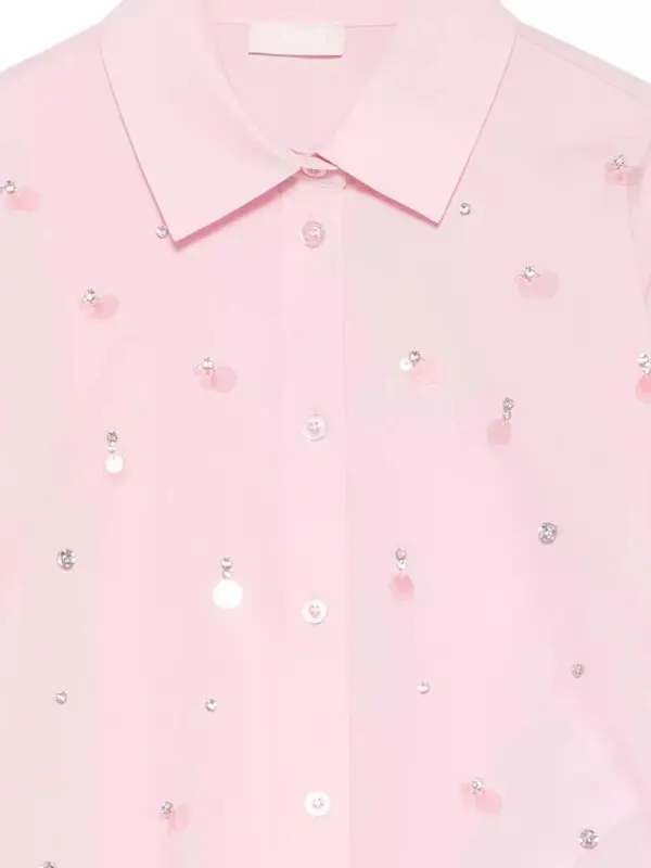 Liu Jo Embellished Cotton Poplin Boxy Shirt