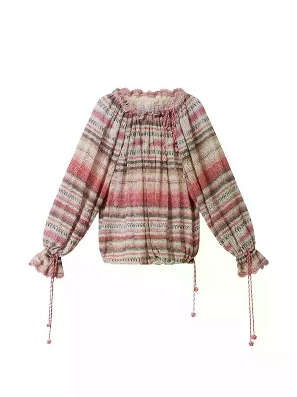 Isabel Marant Étoile Nalyna Striped Textured Mesh Top - Pink