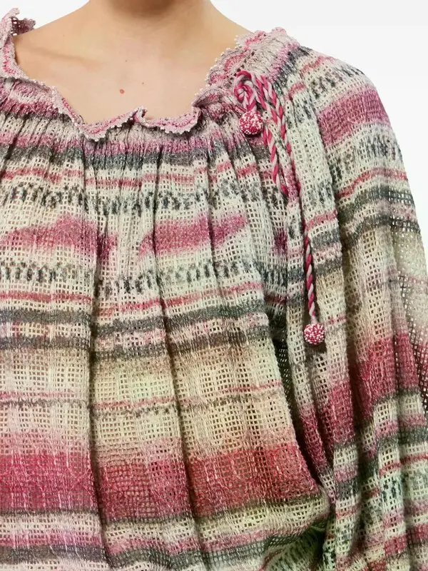 Isabel Marant Étoile Nalyna Striped Textured Mesh Top