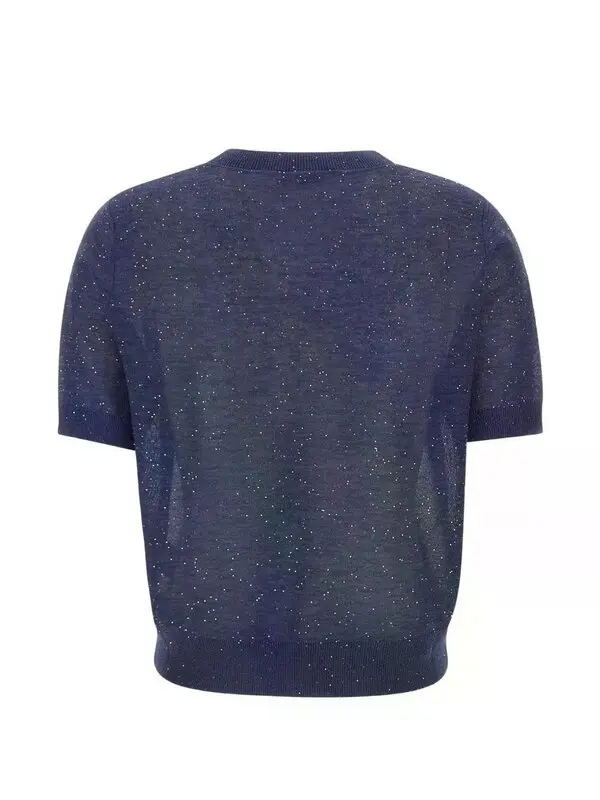KANGRA Sequin Embellished Crew Neck Sweater - Blue