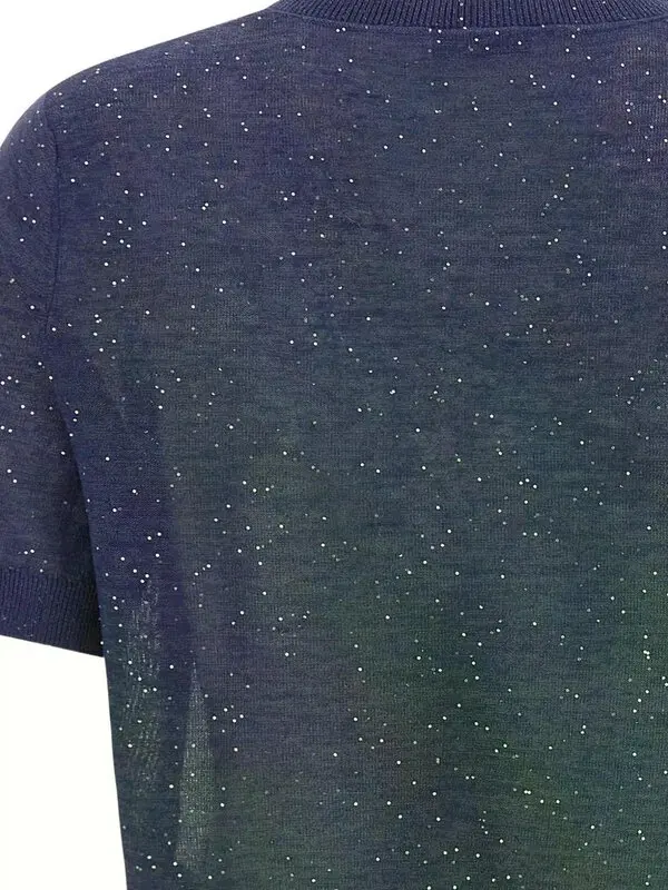 KANGRA Sequin Embellished Crew Neck Sweater - Blue
