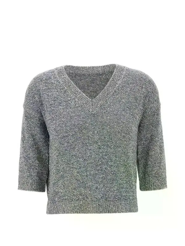 KANGRA Micro-sequin V-neck Sweater - Grey