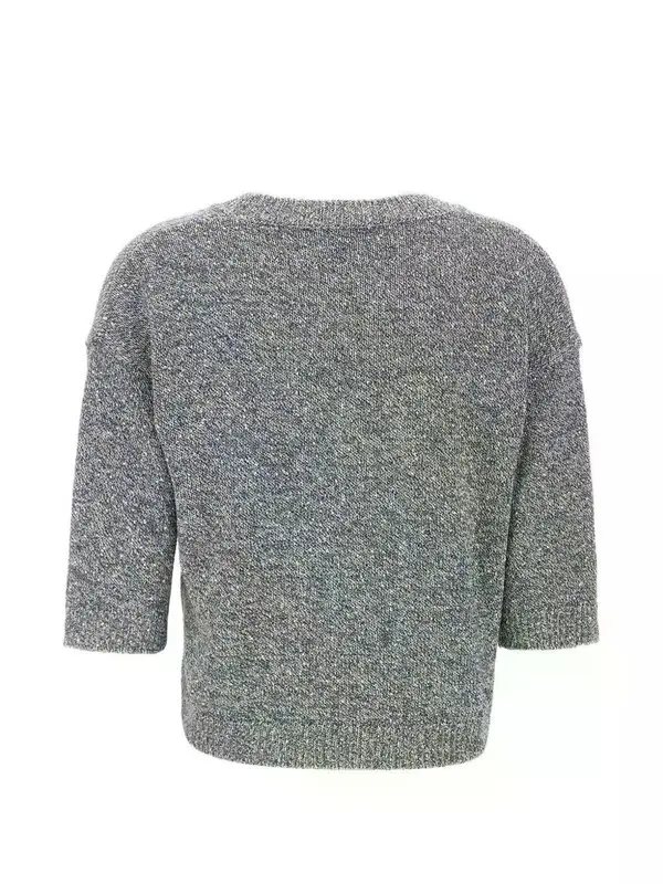KANGRA Micro-sequin V-neck Sweater - Grey
