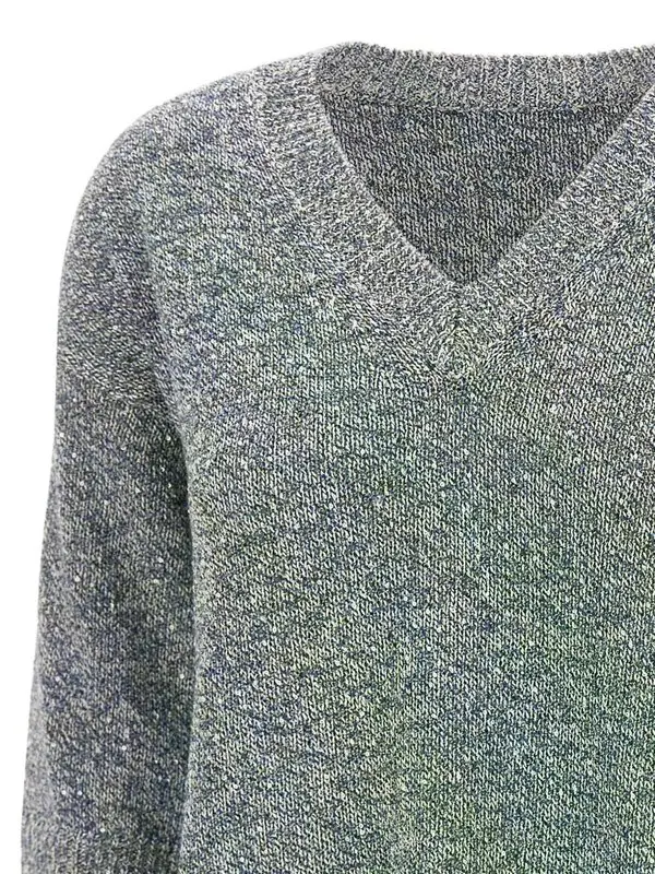 KANGRA Micro-sequin V-neck Sweater - Grey