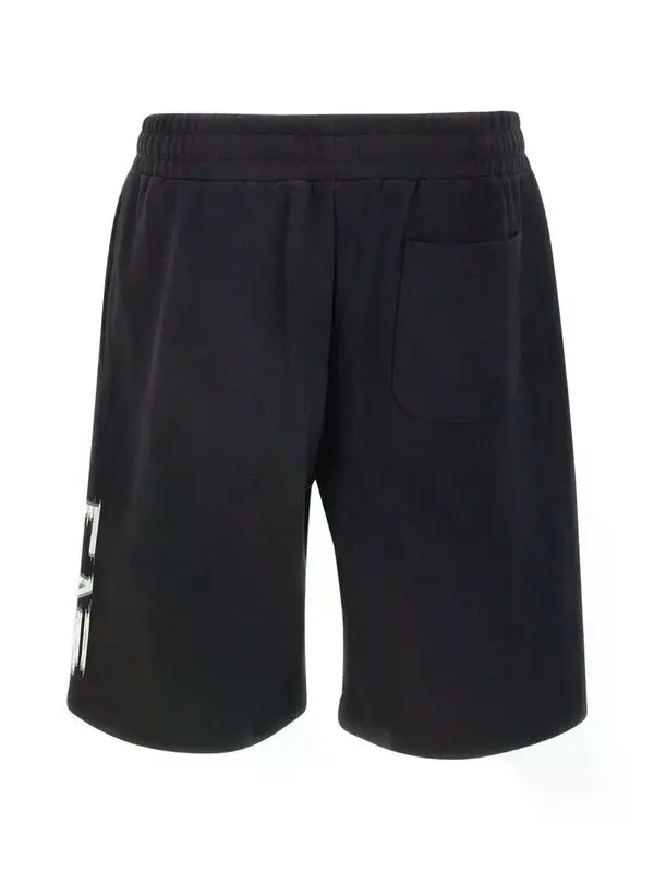 EA7 Cotton Drawstring Logo Shorts - Black