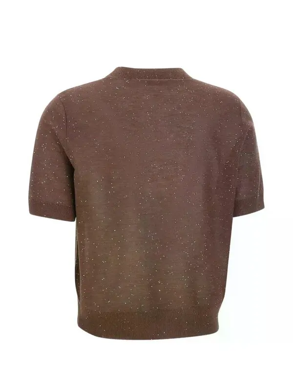 KANGRA Sequin Cropped Sweater - Brown