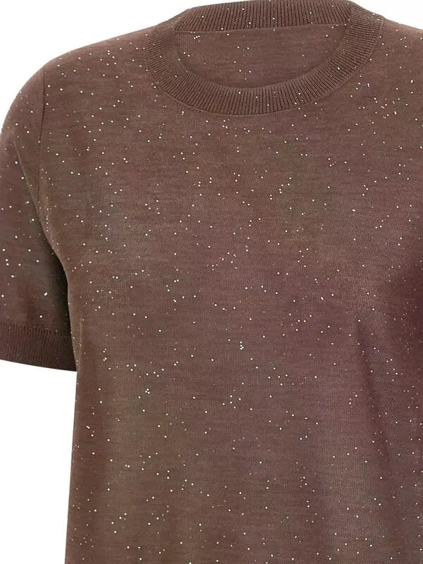 KANGRA Sequin Cropped Sweater - Brown