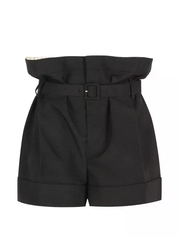 Saint Laurent Belted Paperbag Waist Shorts - Black