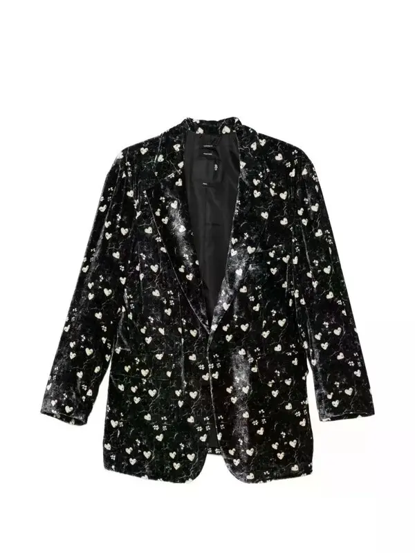 R13 Ragged Heart-print Blazer - Black