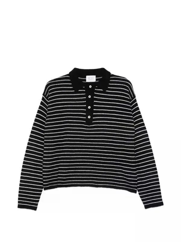 BEYOU Striped Polo Shirt With Pointed Collar