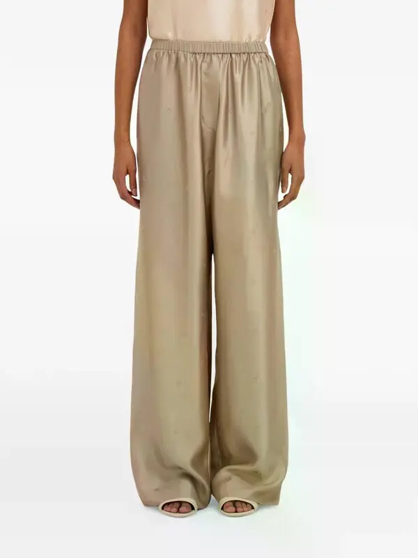 FERRAGAMO Jacquard Silk Twill Trousers - Neutrals