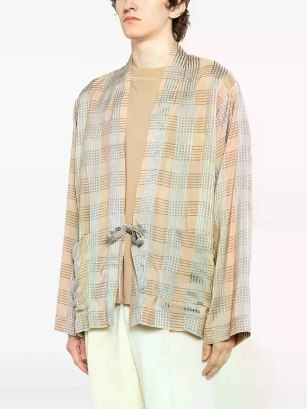 UMA WANG Plaid Jacket With Tie Detail