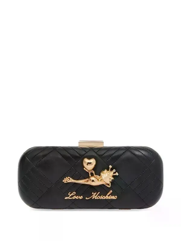 Moschino Quilted Embellishment Clutch Bag - Black