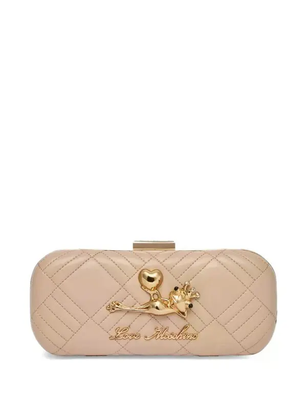 Moschino Quilted Charm Clutch - Neutrals