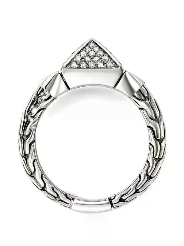 John Hardy Sterling Pavé-set Diamond Stud Detail Ring