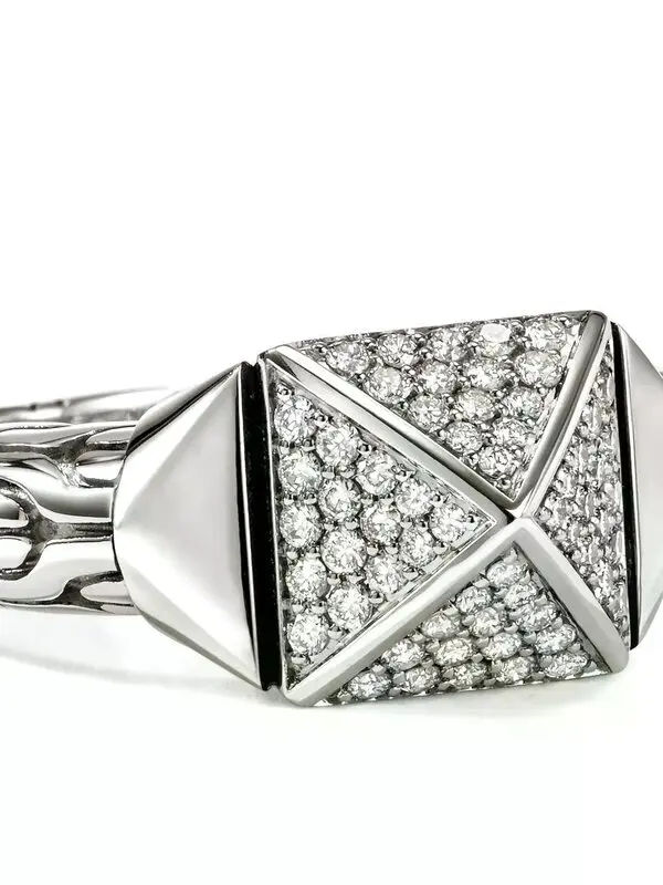 John Hardy Sterling Pavé-set Diamond Stud Detail Ring