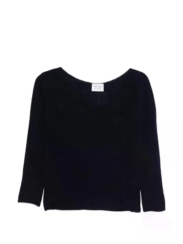 BEYOU V-neck Long Sleeve Sweater - Blue