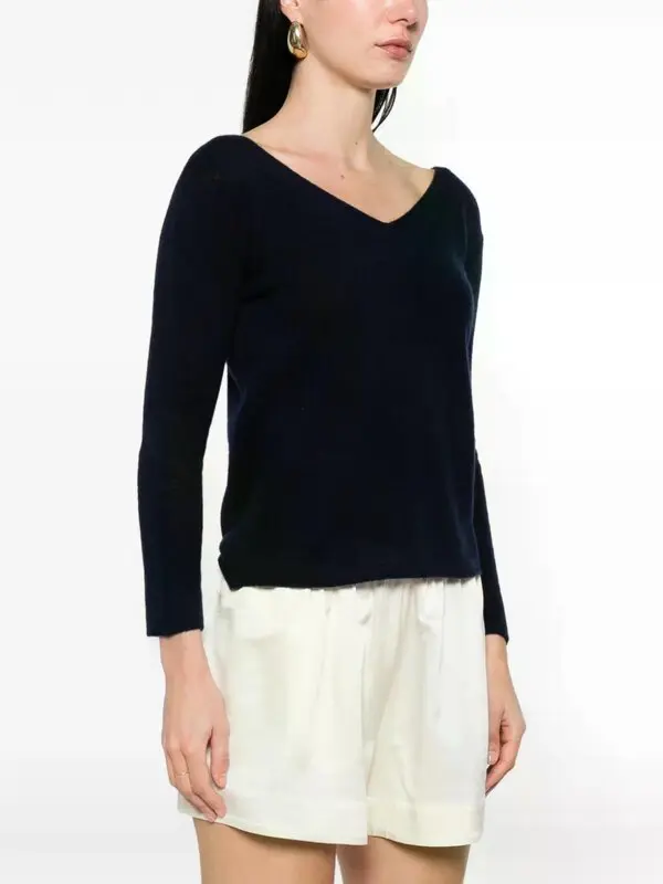 BEYOU V-neck Long Sleeve Sweater - Blue