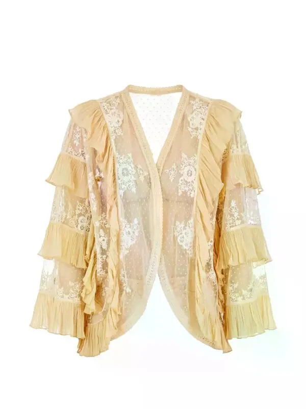 ANIYE BY Ruffled Lace Jacket - Neutrals