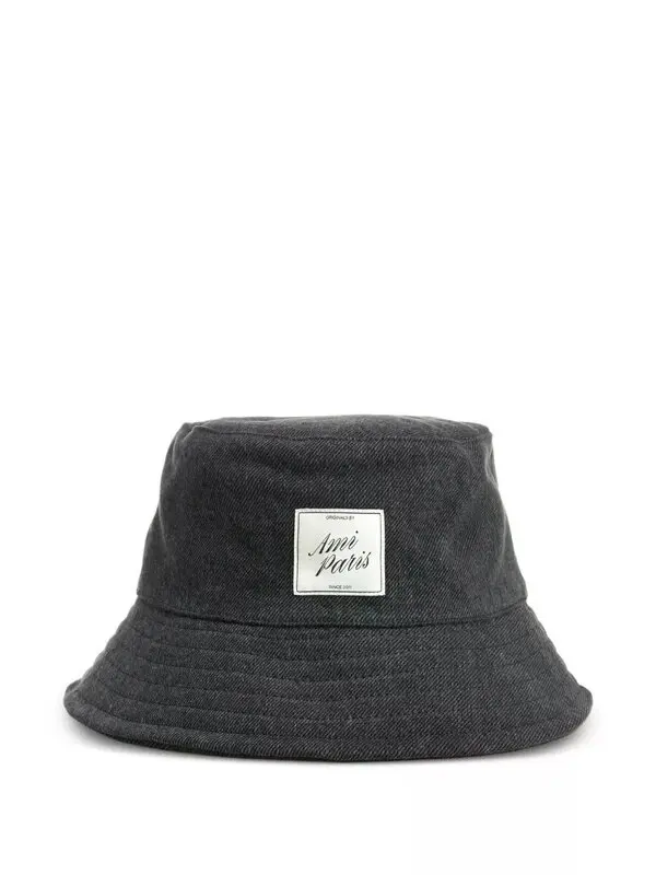 AMI Paris Logo-patch Bucket Hat - Grey