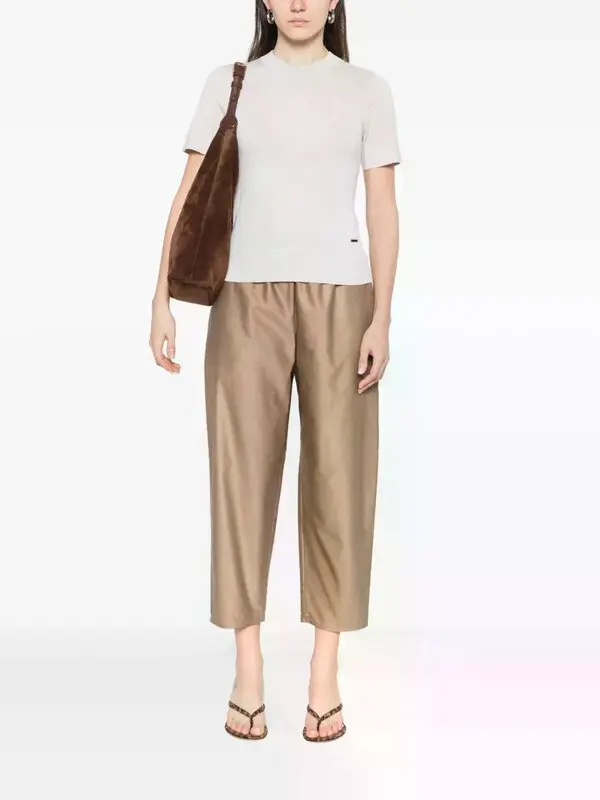 ALPHA TAURI Short-sleeve Knit Top With Logo Detail