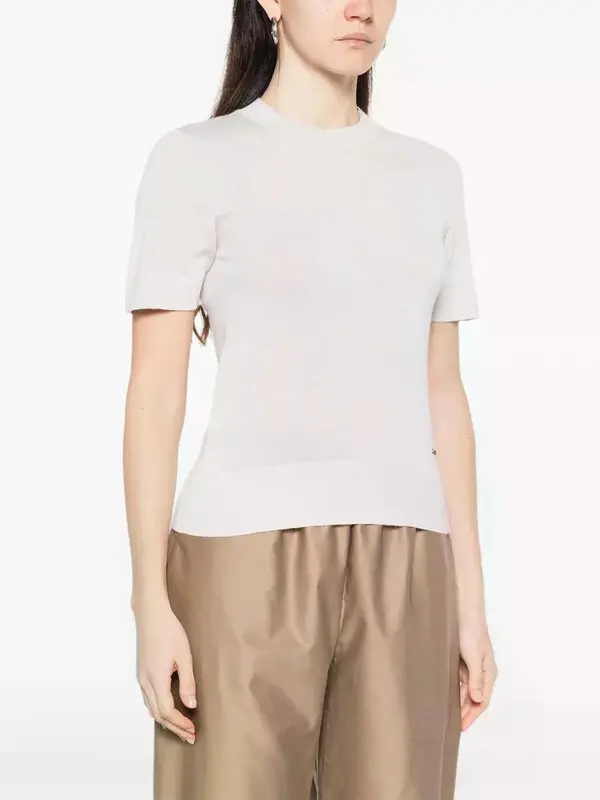 ALPHA TAURI Short-sleeve Knit Top With Logo Detail