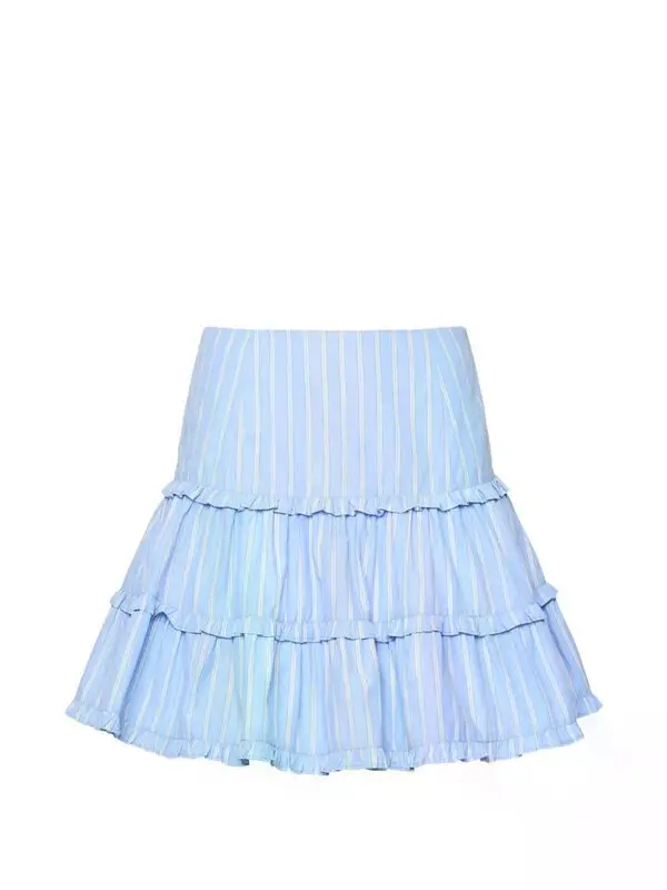 Cinq À Sept Thea Striped Ruffled Tiered Skirt - Blue