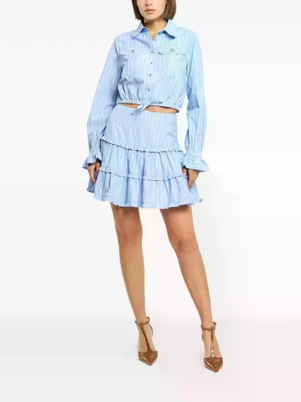 Cinq À Sept Thea Striped Ruffled Tiered Skirt