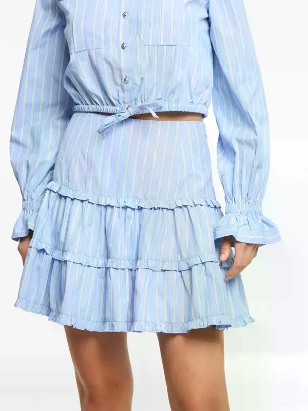 Cinq À Sept Thea Striped Ruffled Tiered Skirt