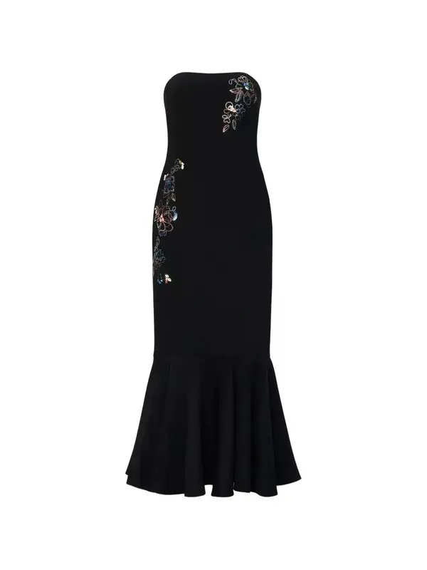Cinq À Sept Floral Embellished Strapless Trumpet Dress