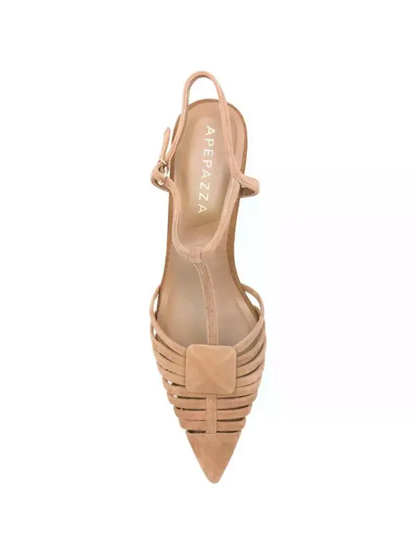 APEPAZZA Suede T-strap Pumps