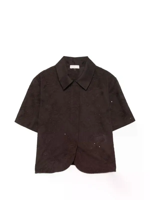 Liu Jo Sequin Floral Embroidered Cotton Shirt