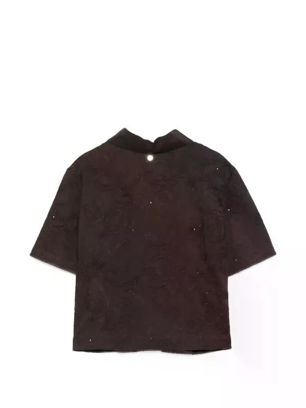 Liu Jo Sequin Floral Embroidered Cotton Shirt