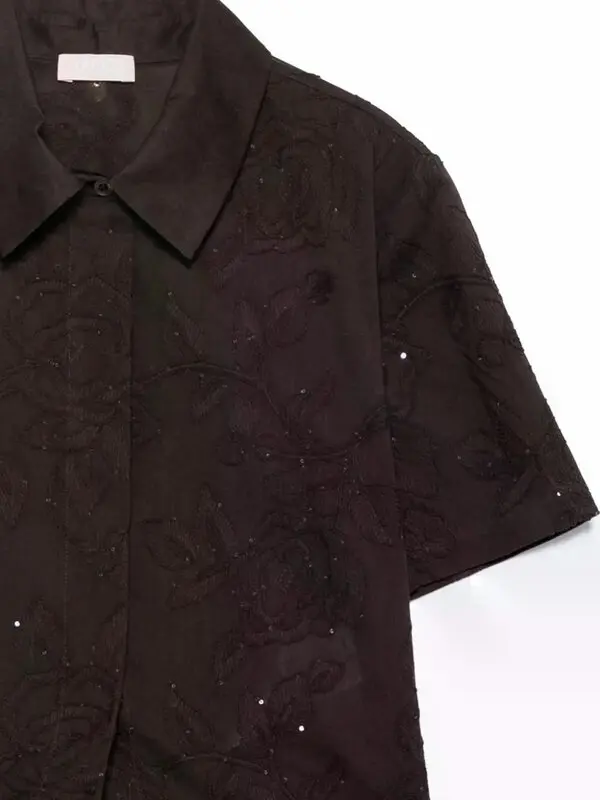 Liu Jo Sequin Floral Embroidered Cotton Shirt