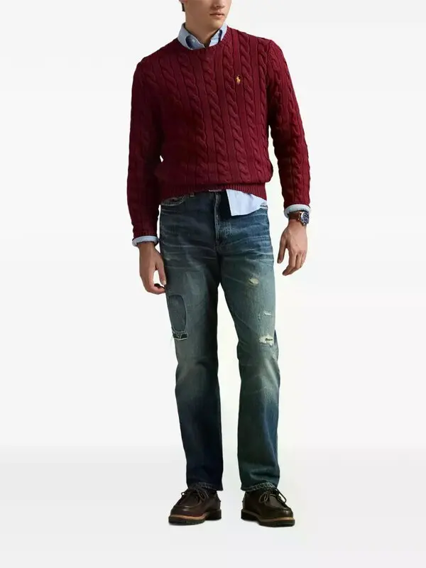 Polo Ralph Lauren Cable Knit Crew Neck Sweater - Red
