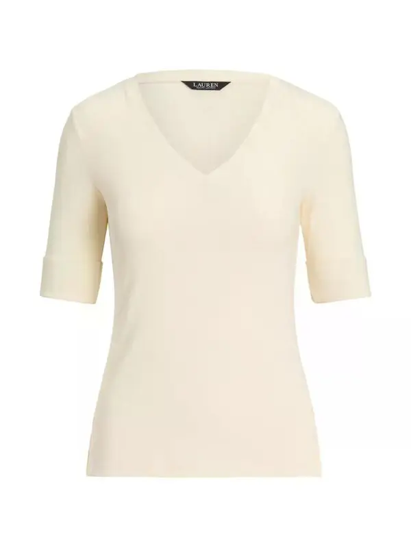Ralph Lauren V-neck Cuffed Sleeve T-shirt - Neutrals