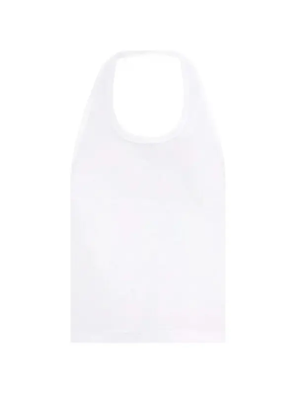 Vetements Halter Neck Ribbed Cotton Tank Top - White