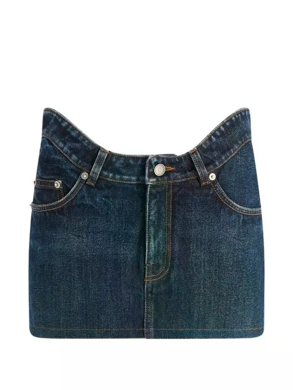 JEAN PAUL GAULTIER Curved Denim Mini Skirt - Blue