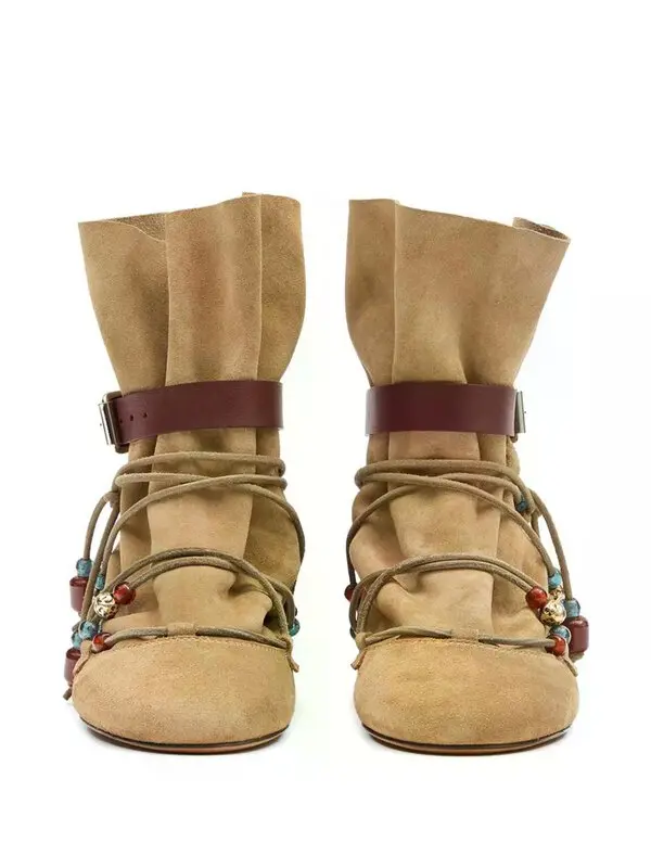 Isabel Marant Étoile Letiz Bead-embellished Ankle Boots - Neutrals
