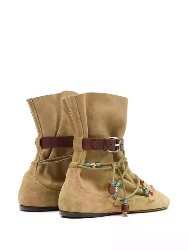 Isabel Marant Étoile Letiz Bead-embellished Ankle Boots - Neutrals