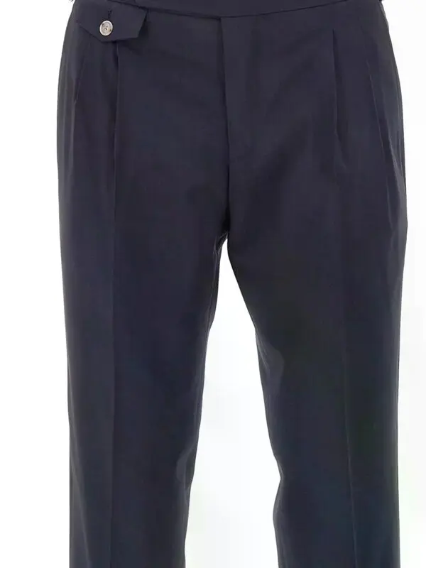 BARBA NAPOLI Virgin Wool Pleat Buckle Trousers