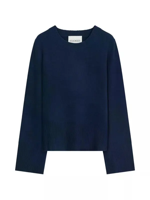 Closed Long-sleeve Crew Neck Wool Sweater - Blue